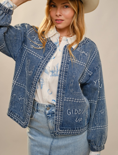 Western Embroidery Puff Sleeve Jacket – Mavericks Western Wear